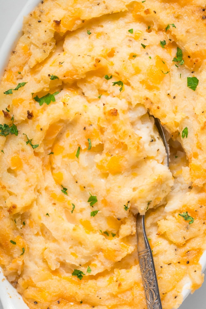 Cheesy Mashed Potatoes With A Crispy Top